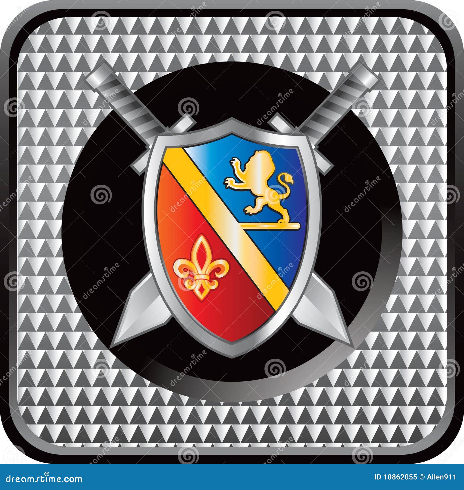 Set Medieval Shield With Sword, Japanese Ninja Shuriken, Crossed ...