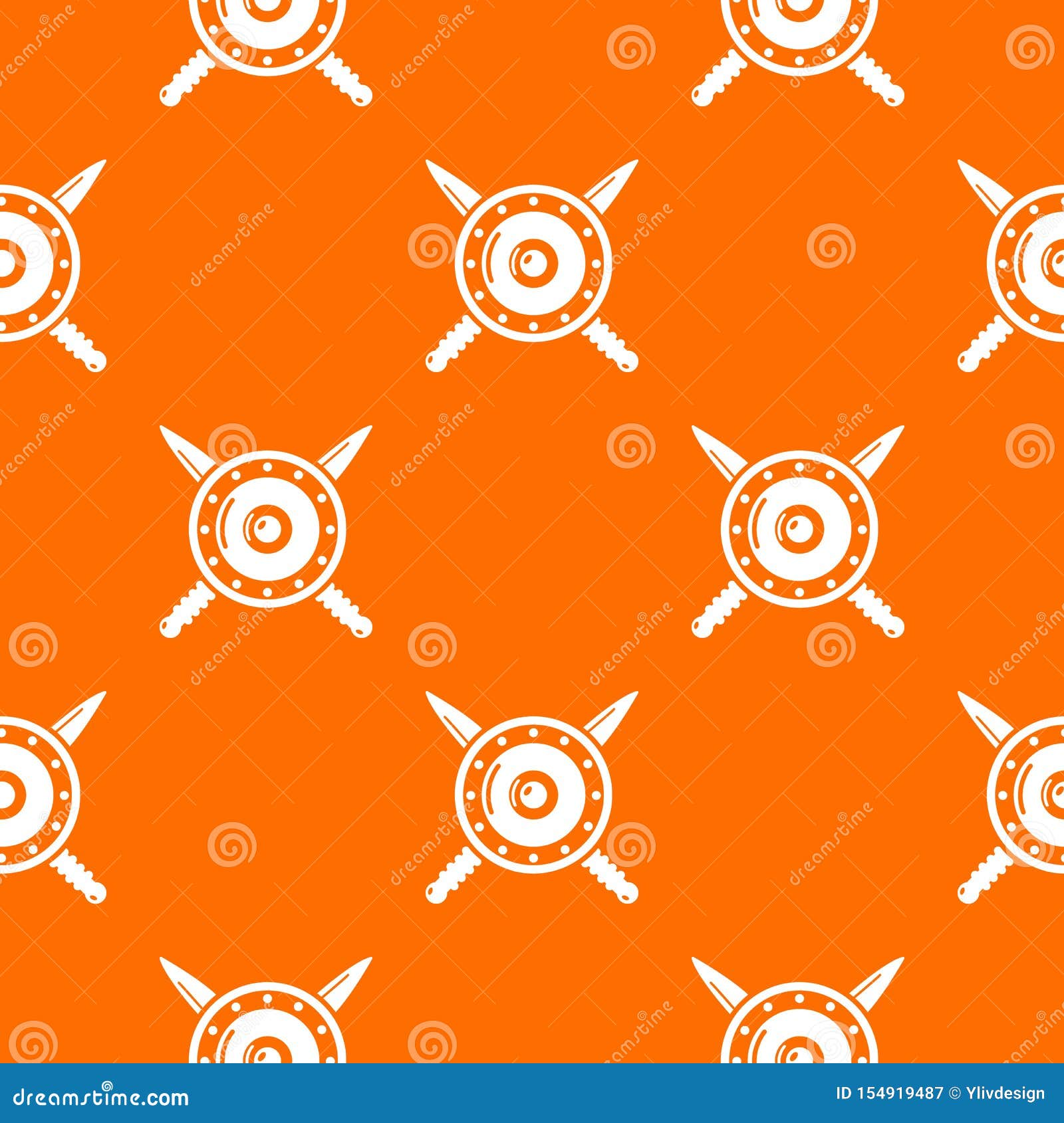 Medieval Shield and Swords Pattern Vector Orange Stock Vector ...