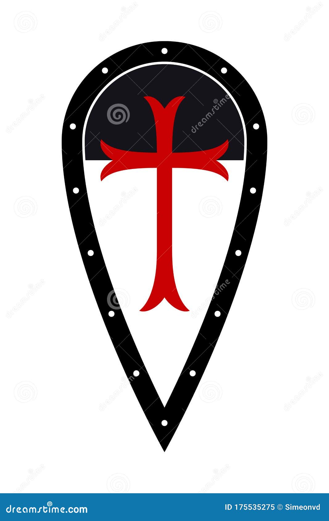 Shield Of Templar Knights. Cross Of The Templars. Isolated On White ...