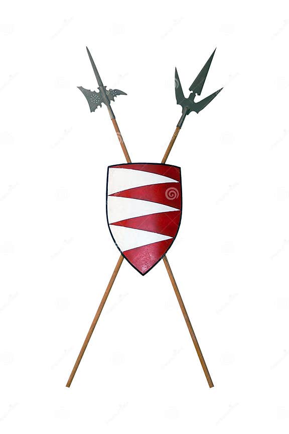 Medieval Shield with Two Halberds Stock Image - Image of history ...