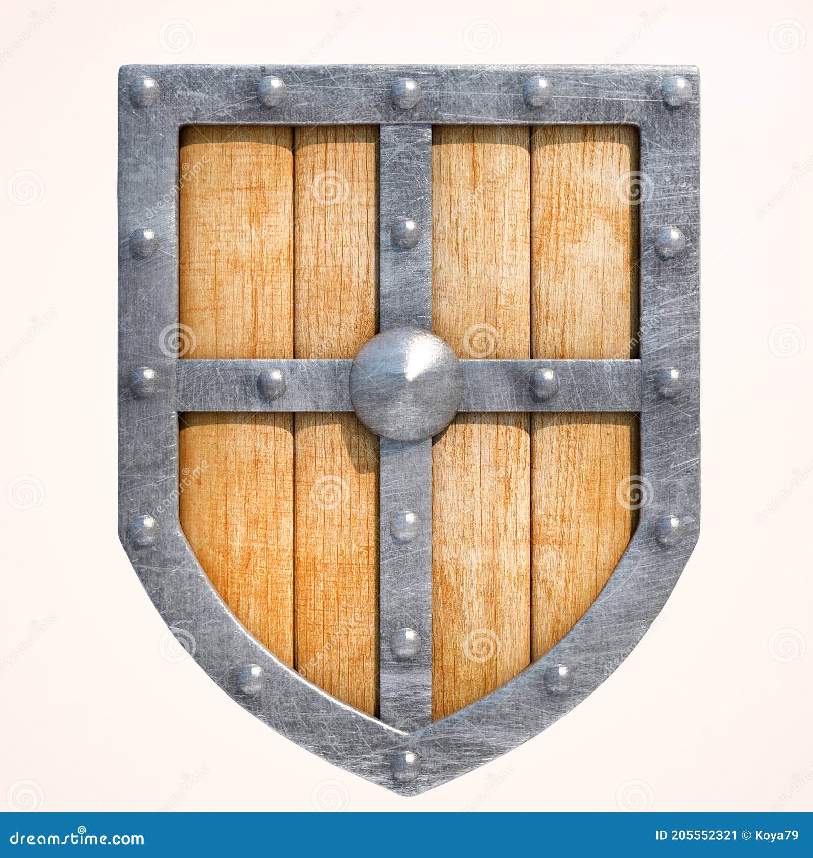 Medieval Shield, Viking Shield Isolated on White Background, 3d ...