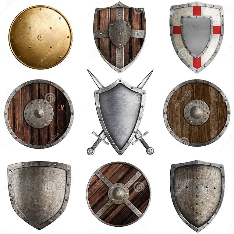 Medieval Shields Collection #3 Isolated Stock Image - Image of cross ...