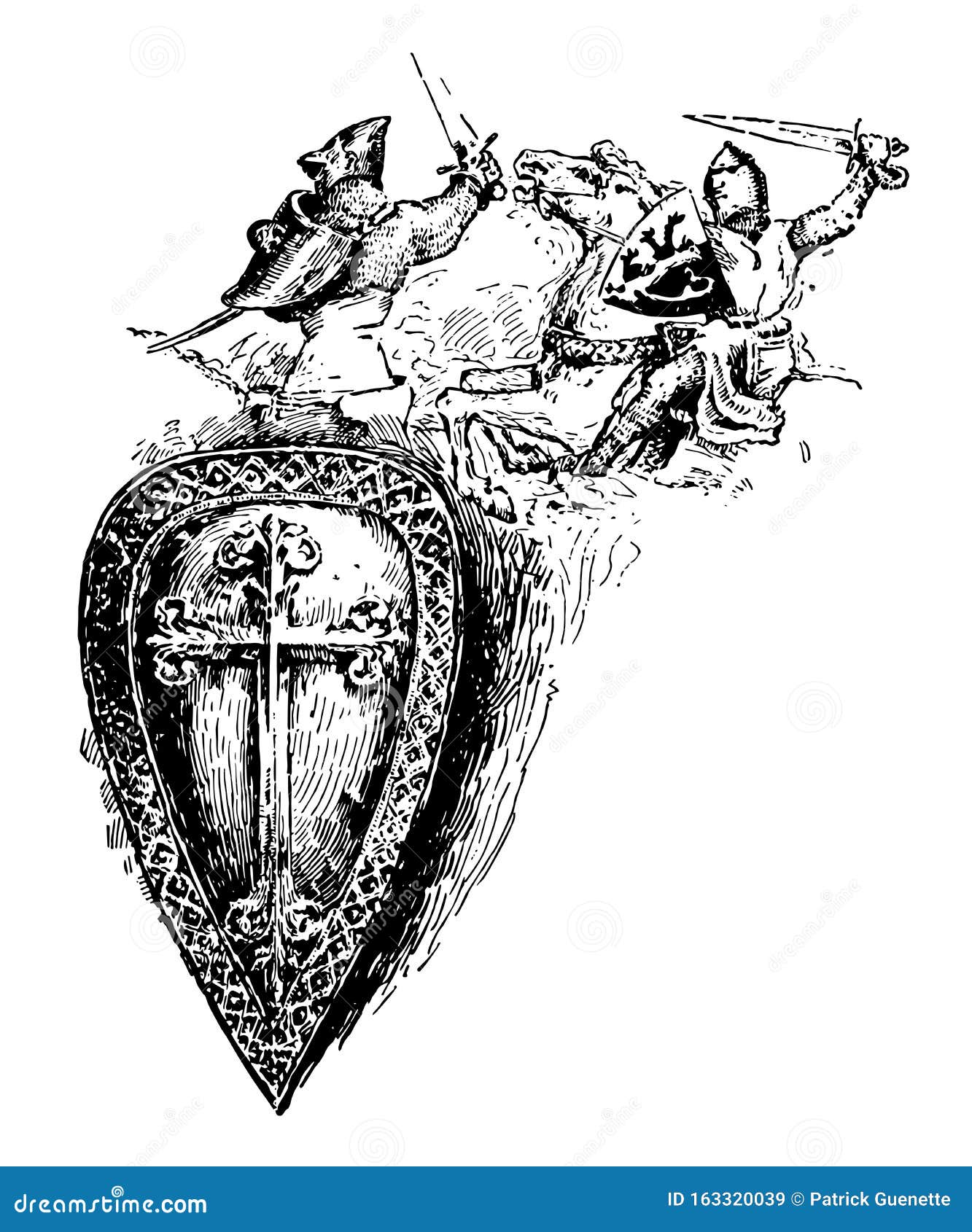 Medieval Shields from the 13th and 14th Centuries, Vintage Illustration ...