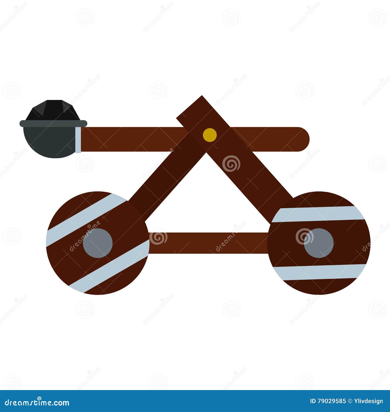 Medieval Siege Catapult Icon, Flat Style Stock Vector - Illustration of ...