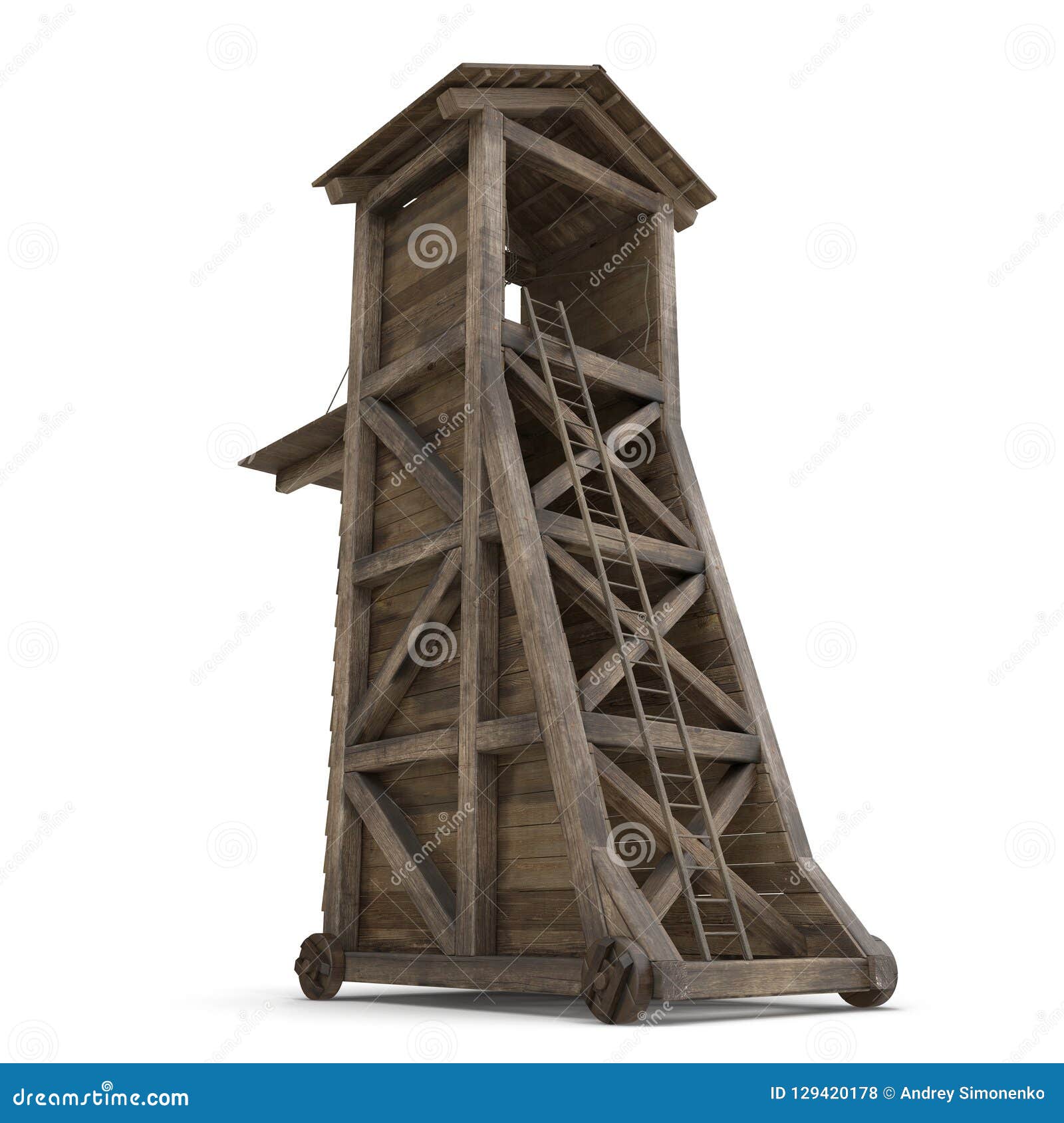 Medieval Siege Tower On White Background. 3D Illustration, Isolated ...