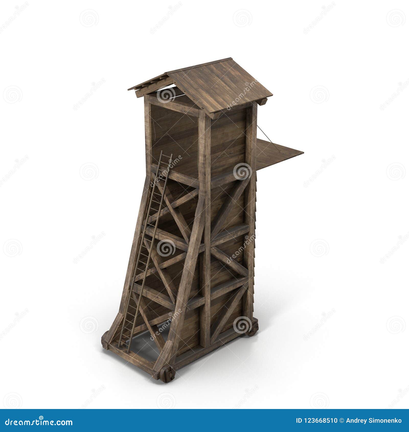 Medieval Siege Tower On White Background. 3D Illustration, Isolated ...