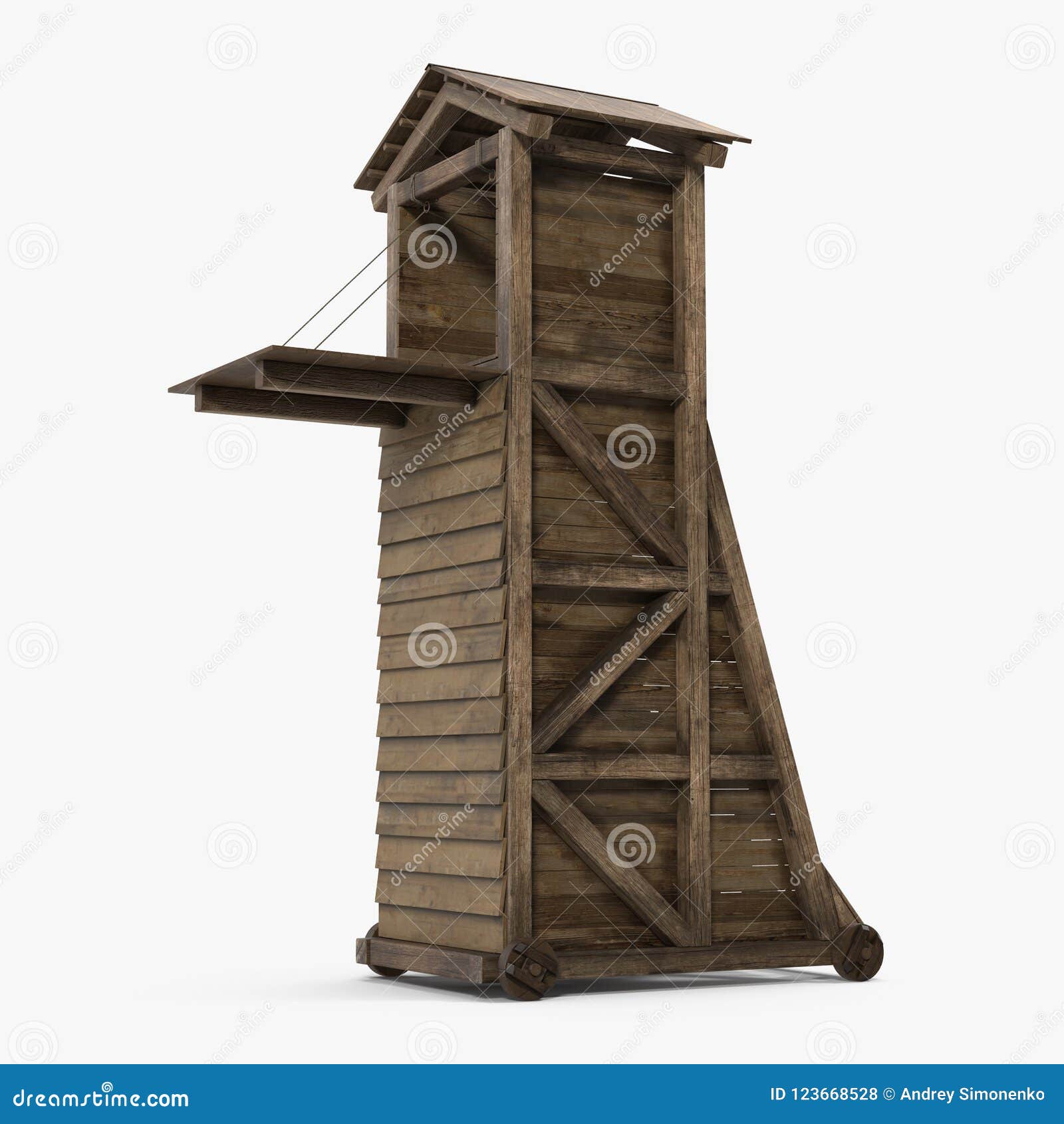 Medieval Siege Tower On White Background. 3D Illustration, Isolated ...
