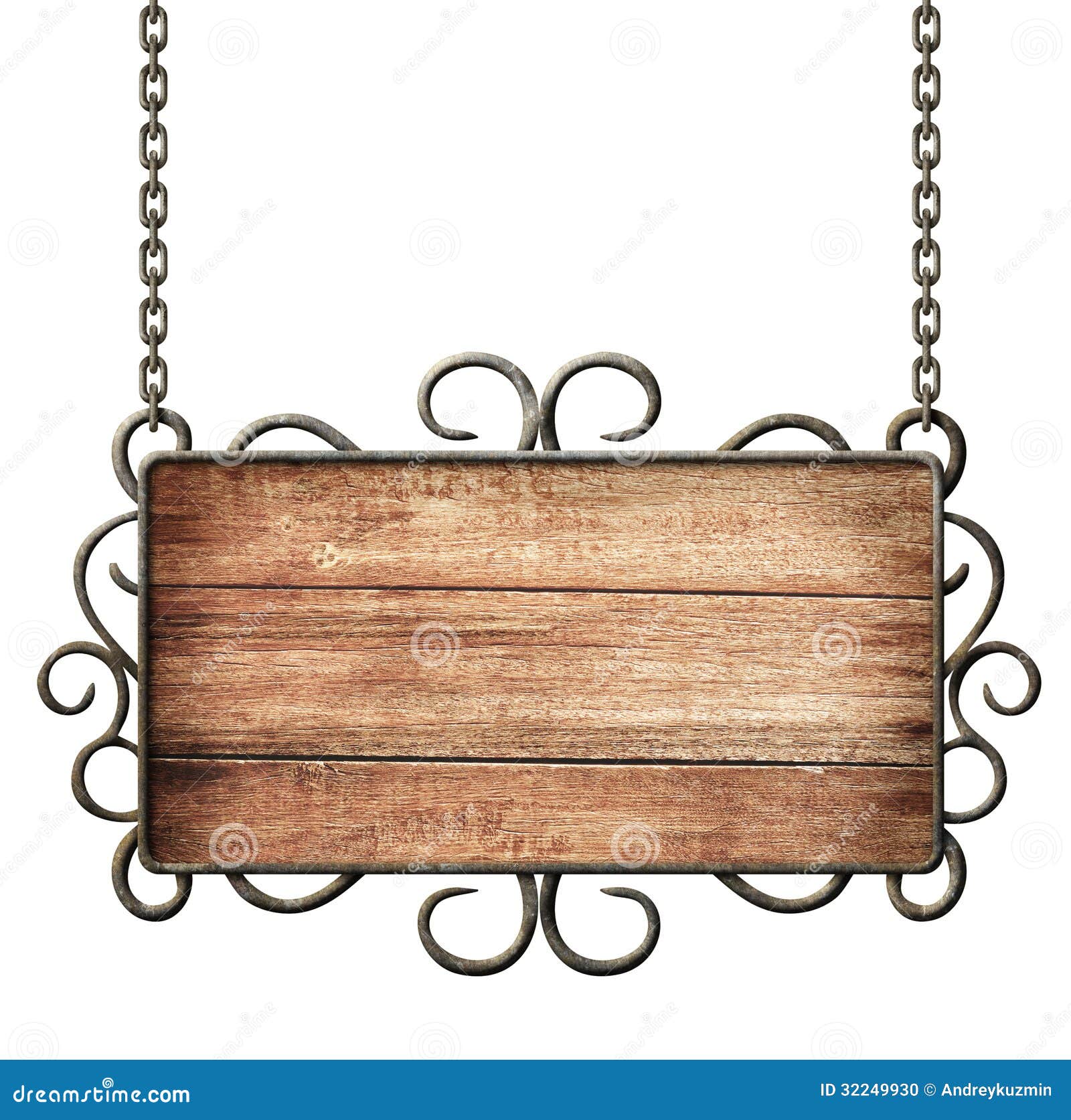 Medieval Sign with Chains Isolated Stock Photo - Image of frame, board ...