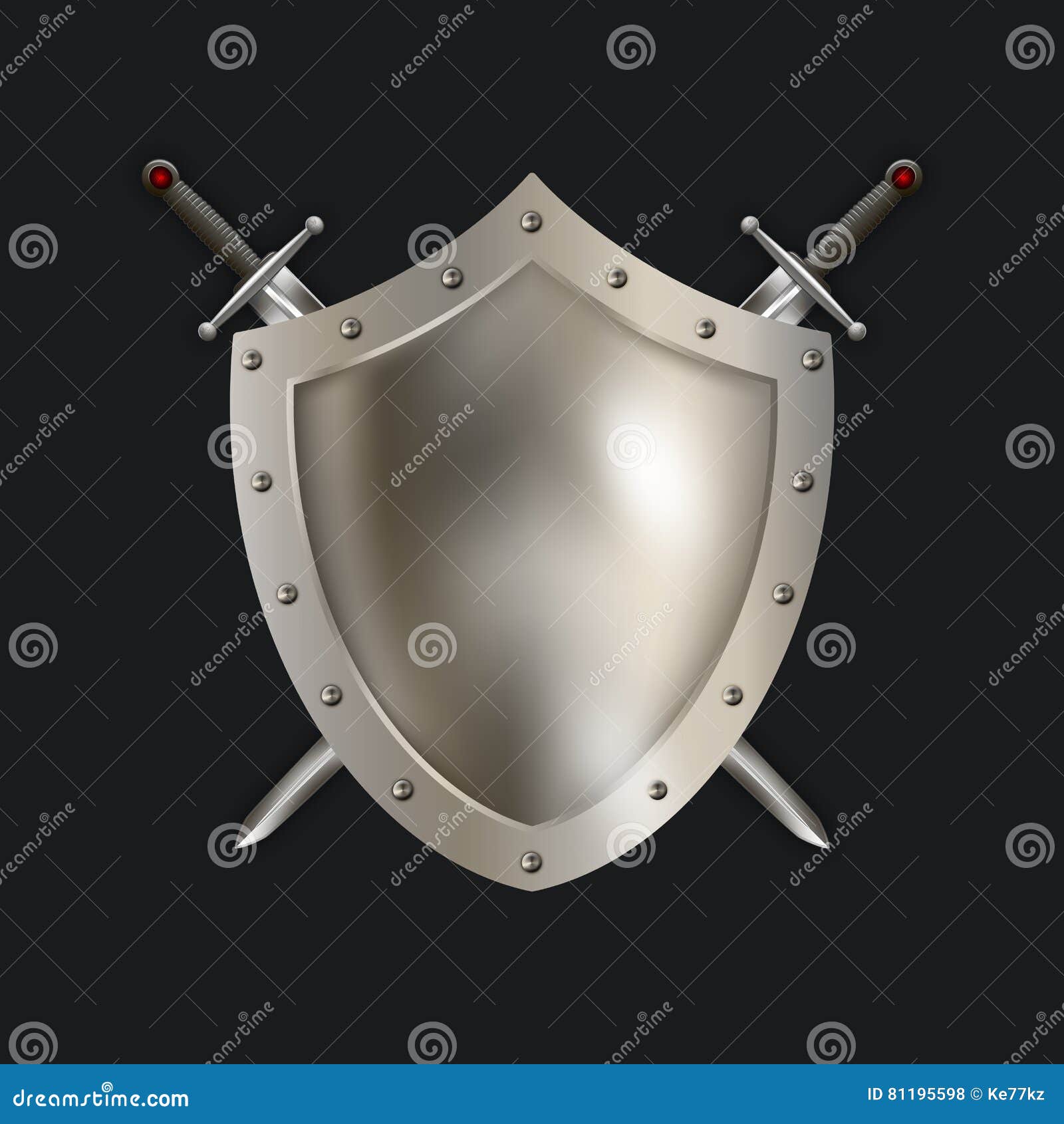 Antique Riveted Shield And Two Swords. Royalty-Free Stock Photography ...