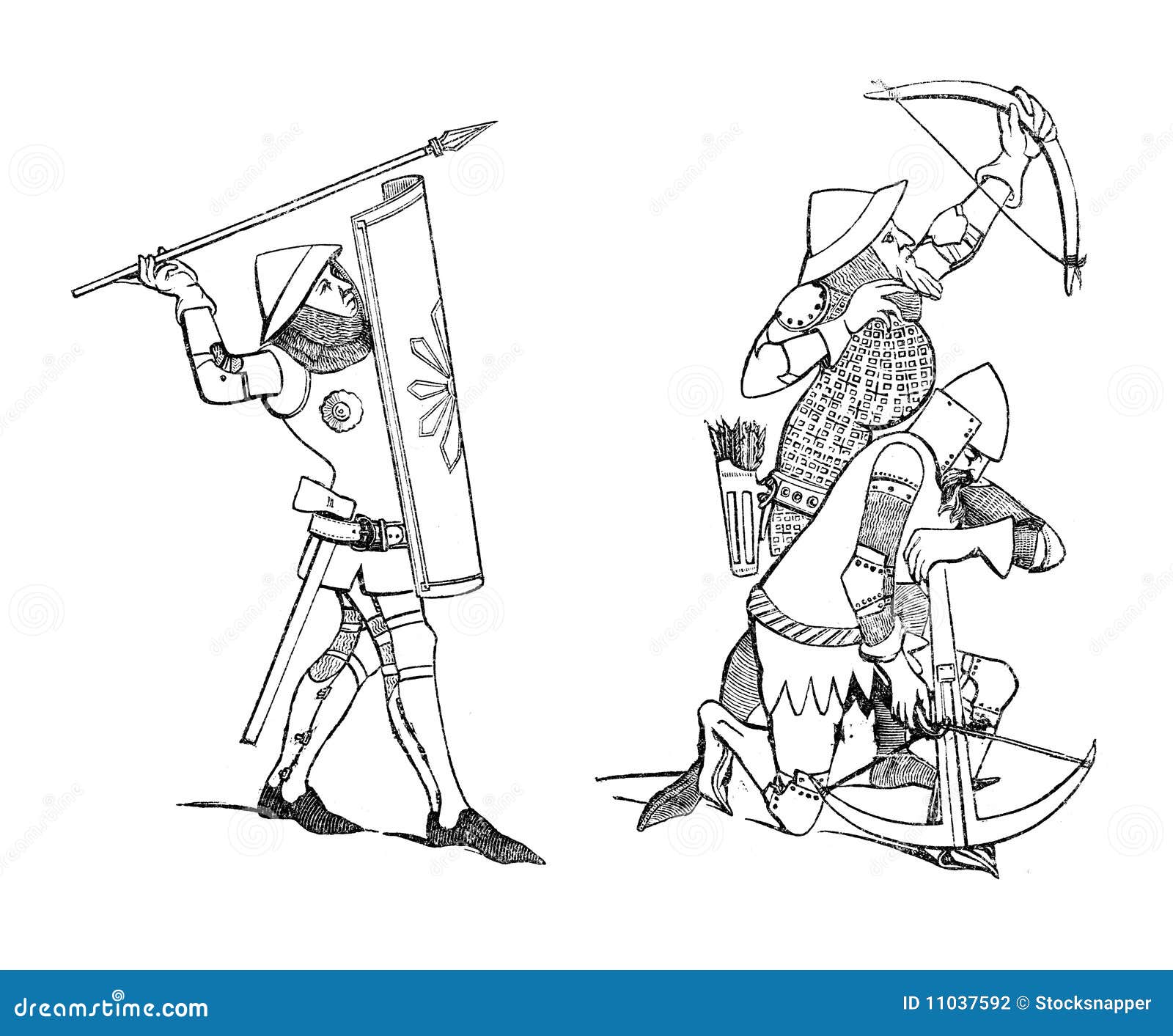 Medieval soldiers stock illustration. Illustration of warfare - 11037592