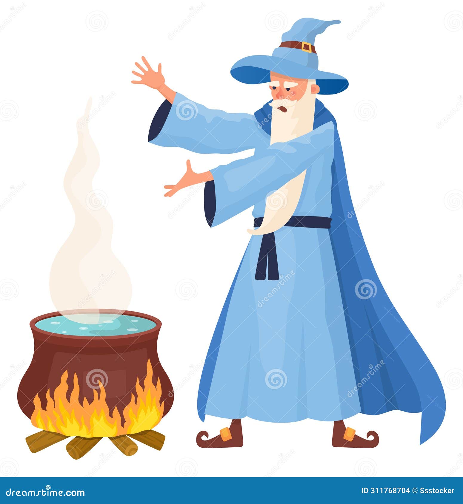 Cauldron With Magic Green Potion. Halloween Witch Cauldron Cartoon ...