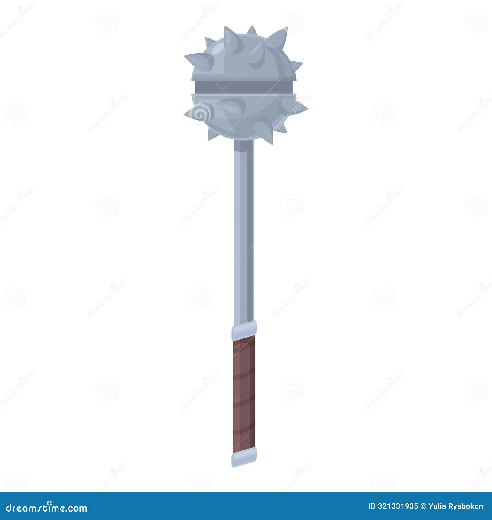 Medieval Spiked Mace Weapon Standing On White Background Vector ...