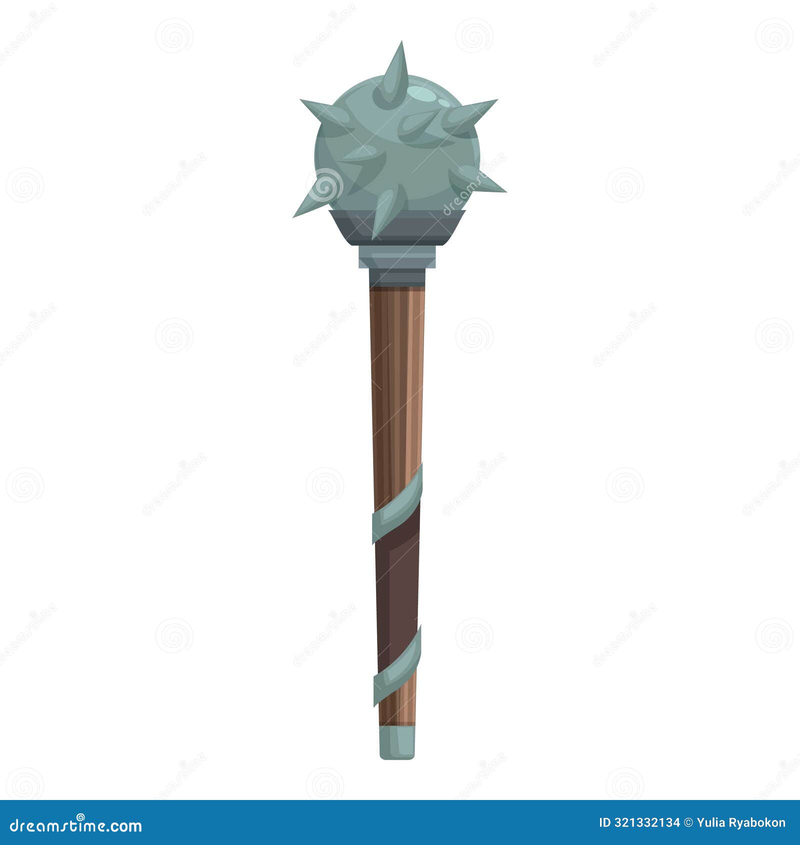 Medieval Spiked Mace Weapon Standing Upright Vector Illustration ...