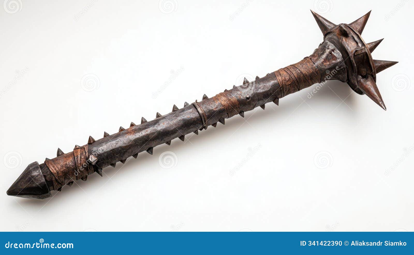 Medieval Spiked Mace Weapon Standing On White Background Stock Image ...