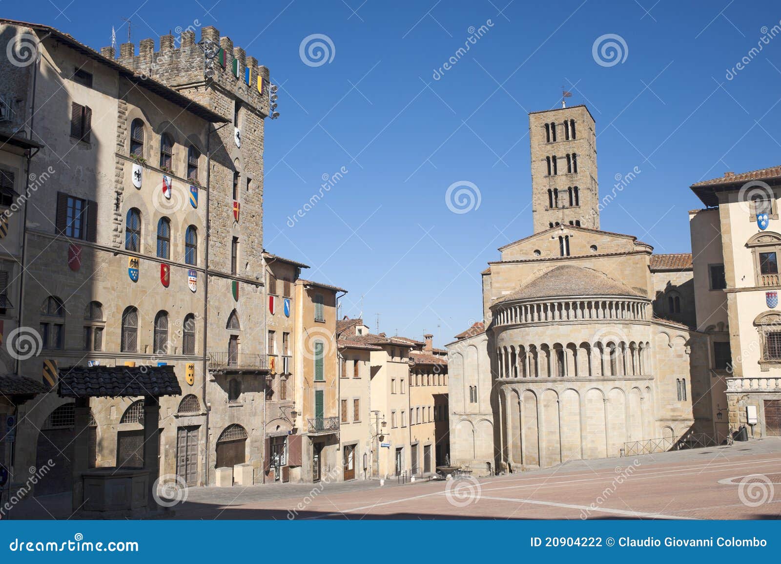 Medieval Square Piazza Di San Firenze With Bell Towers In The ...