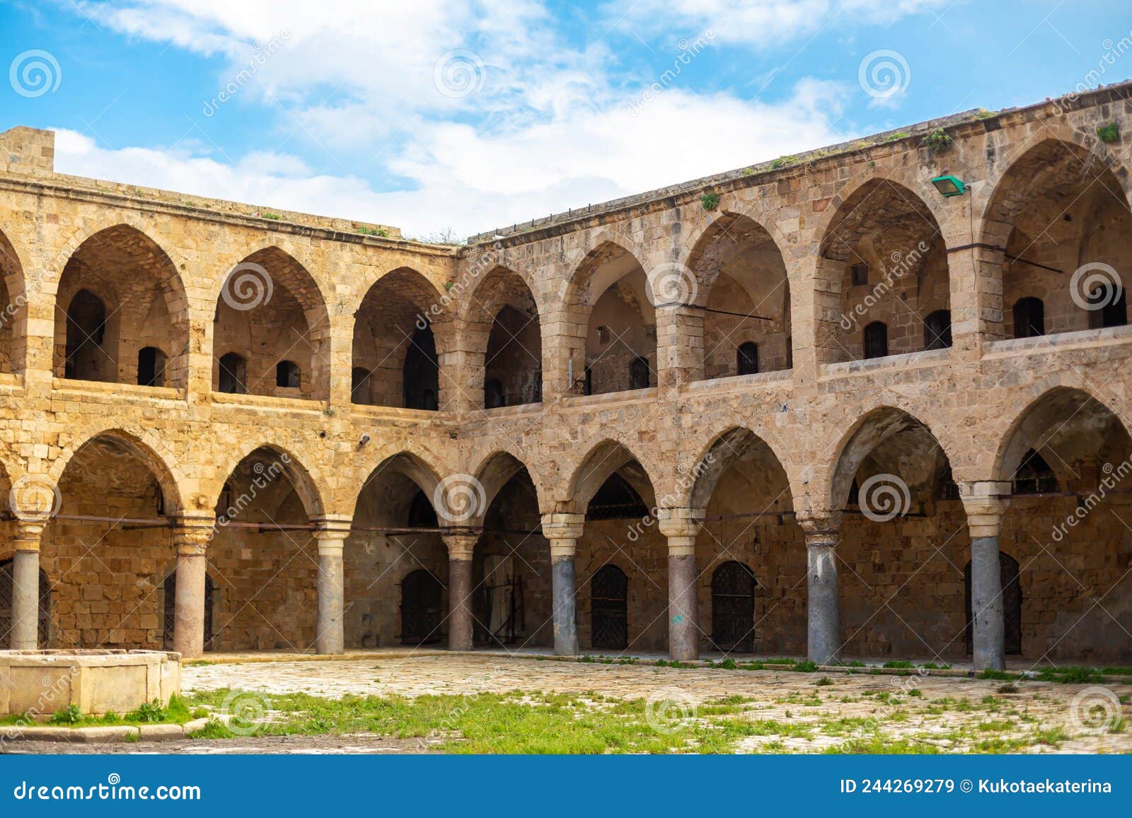 Medieval Square Building with a Courtyard and Many Arches Stock Image ...