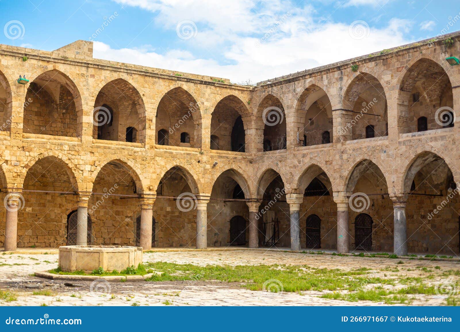 Medieval Square Building with a Courtyard and Many Arches Stock Image ...