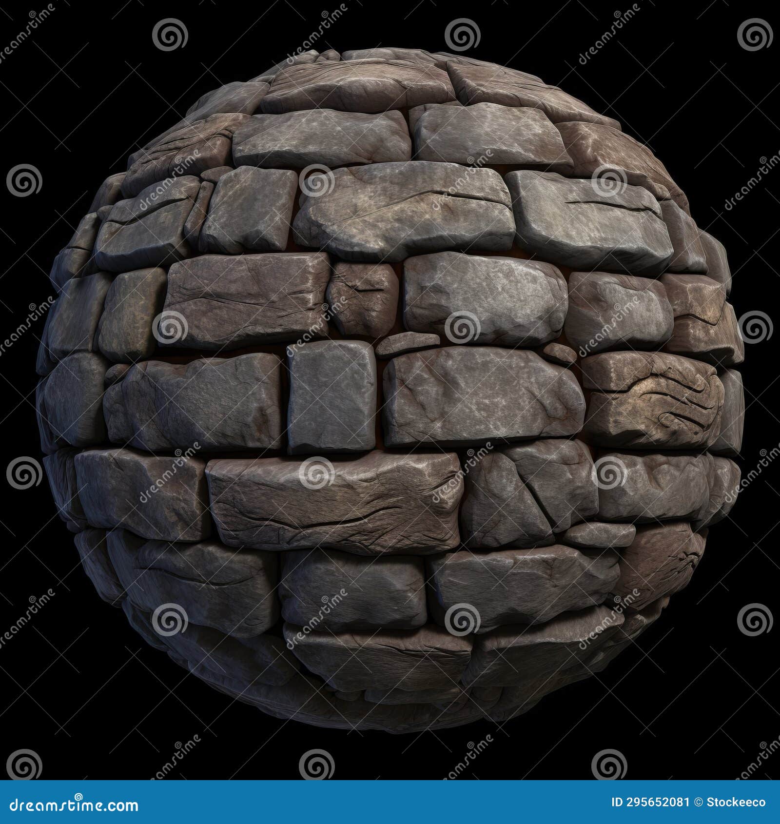 Medieval Stacked Stone Sphere with Realistic Texture Stock Illustration ...