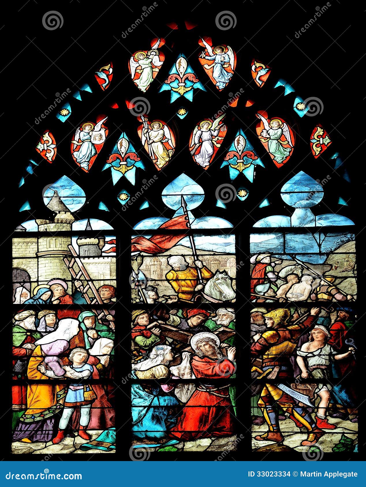 Medieval Stained Glass Window Stock Photo - Image of crowd, light: 33023334