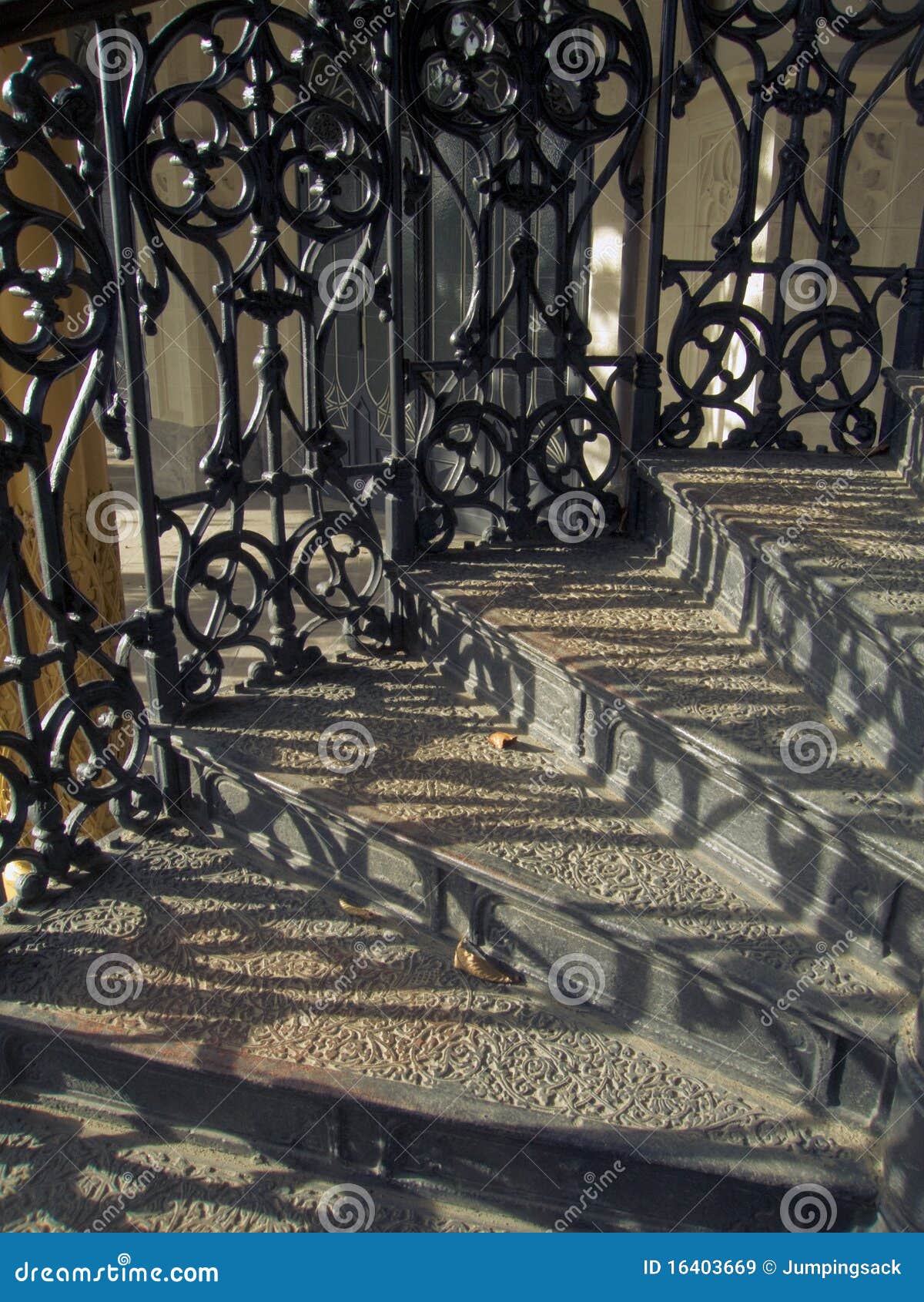 Medieval Staircase with Wrought Railings Stock Image - Image of autumn ...