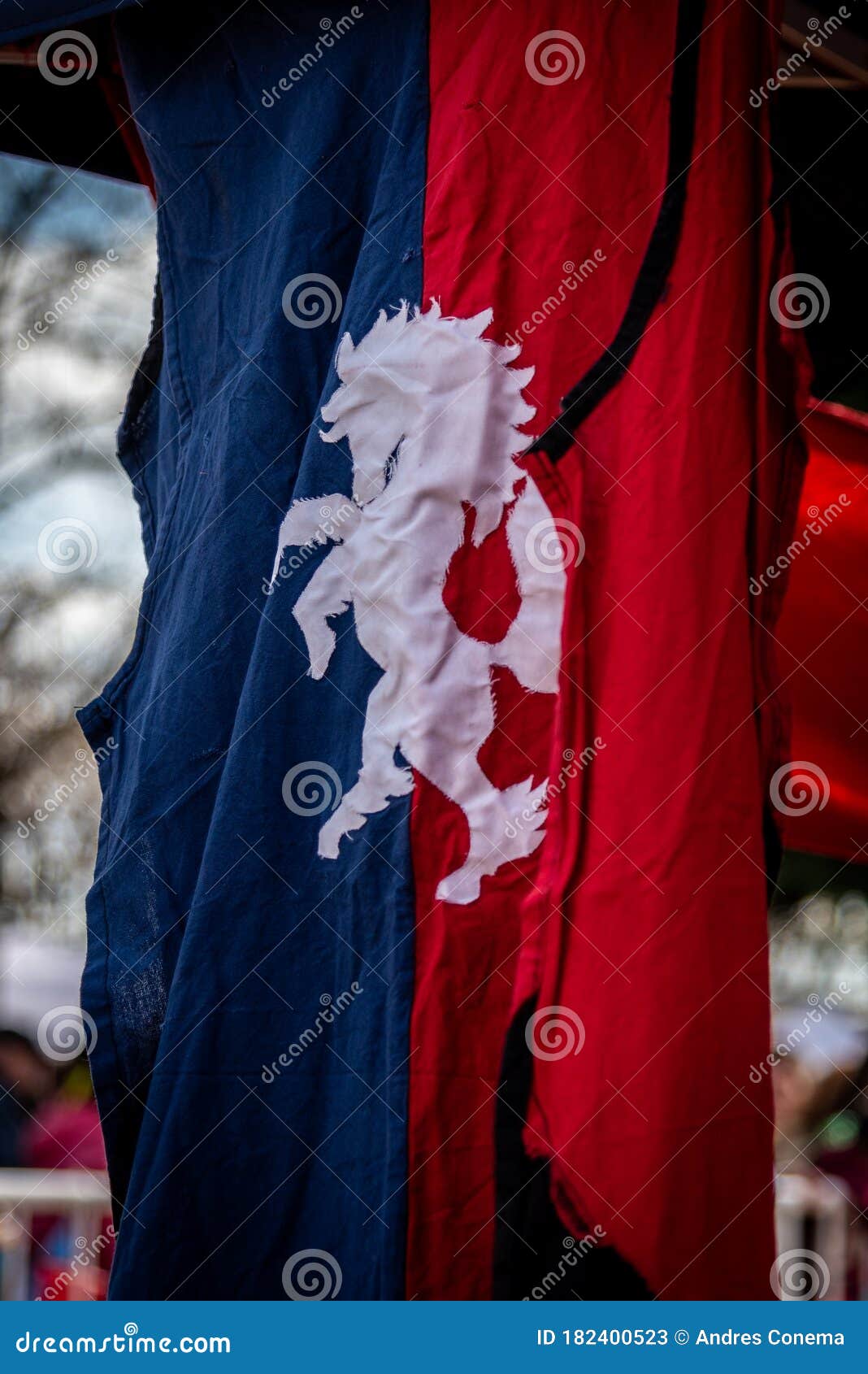 Medieval Standard with a Black and a White Stripe and a White Horse in ...