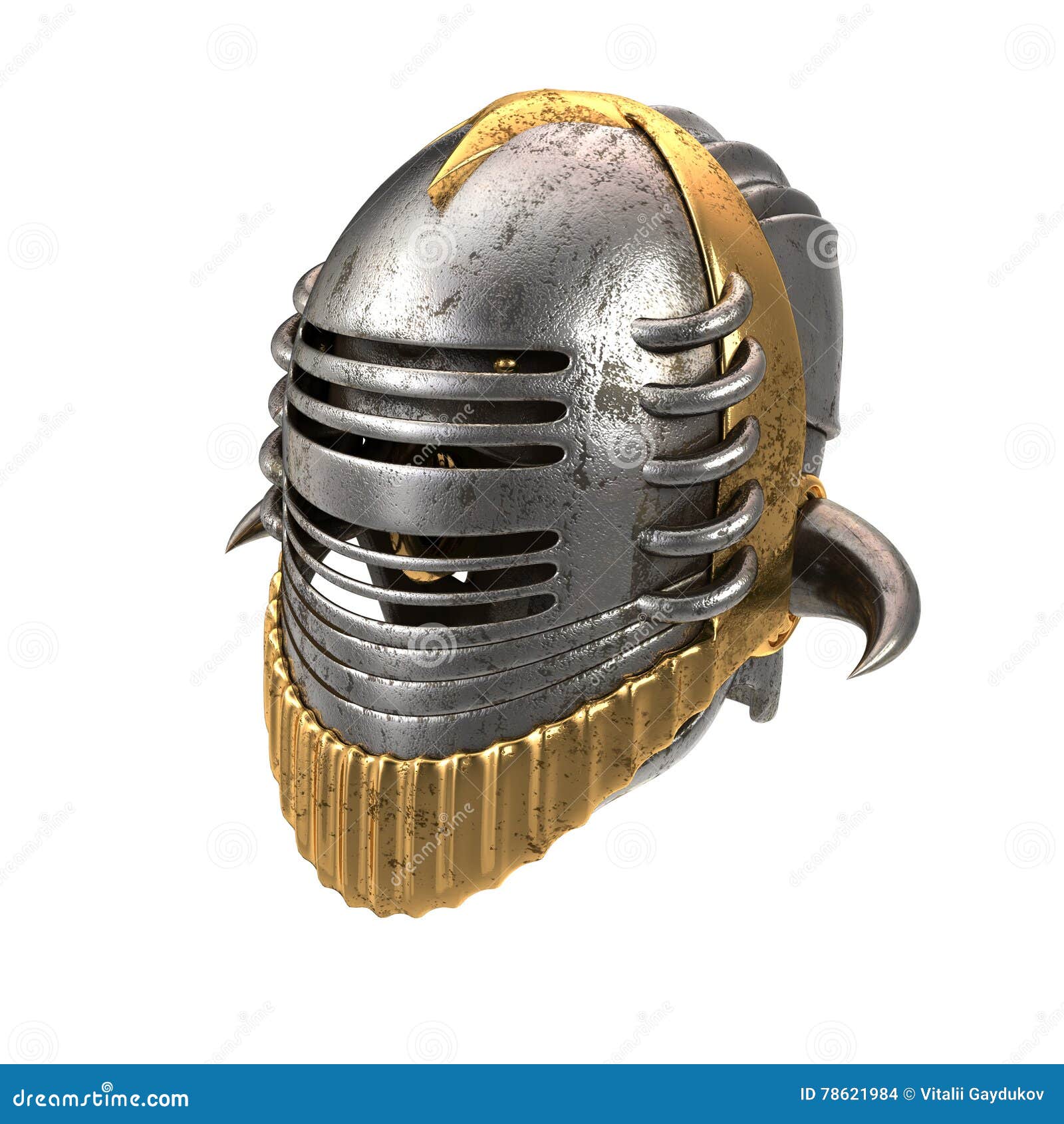 Medieval Steel Helmet on an Isolated White Background Stock Photo ...