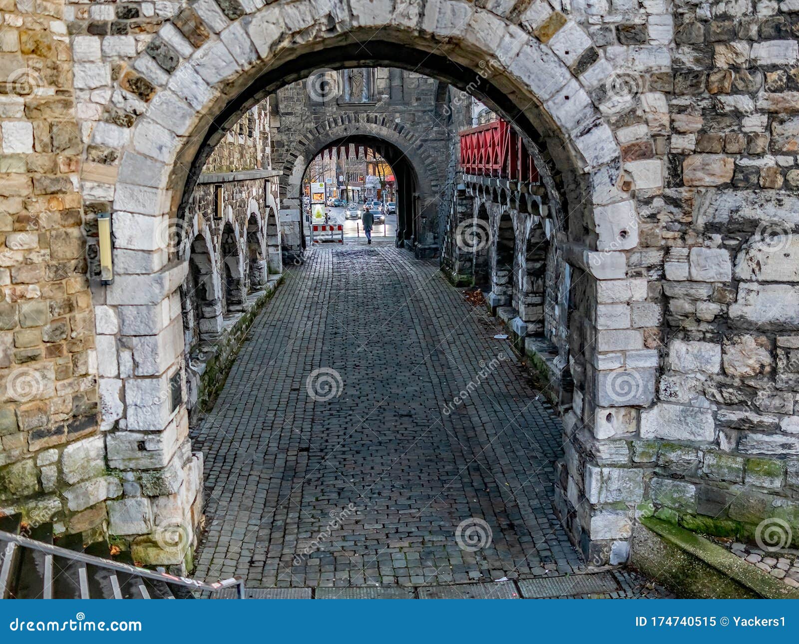 Medieval Stone Archway in the City of Aachen in Germany Stock Image ...