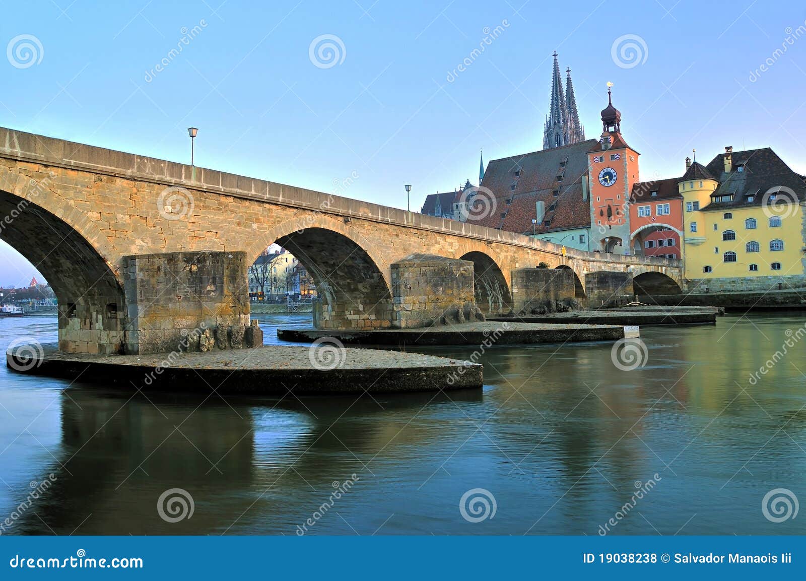 Medieval Stone Bridge, Regensburg Stock Photo - Image of germany ...
