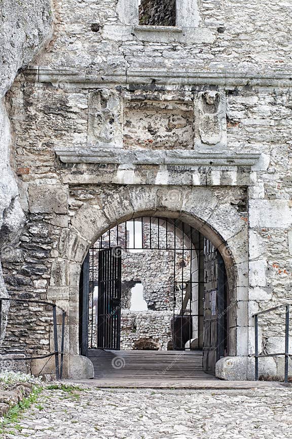 Medieval Stone Castle Gate, Illustration Stock Image - Image of frame ...