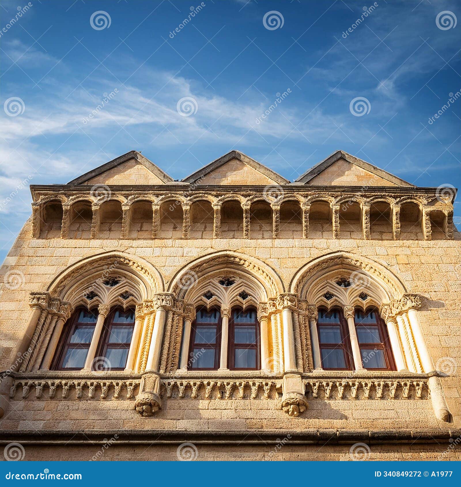 Medieval Stone Castle With Pink Rooftops Standing Tall Cartoon Vector ...