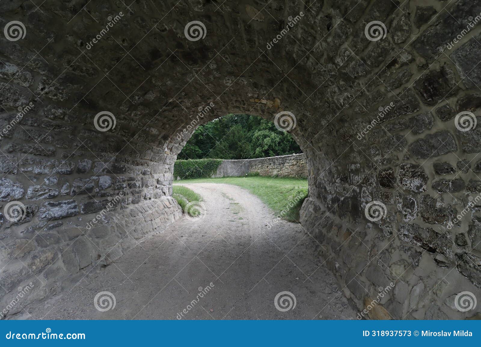 Medieval Stone Tunnel Path View Stock Image - Image of path, tunnel ...
