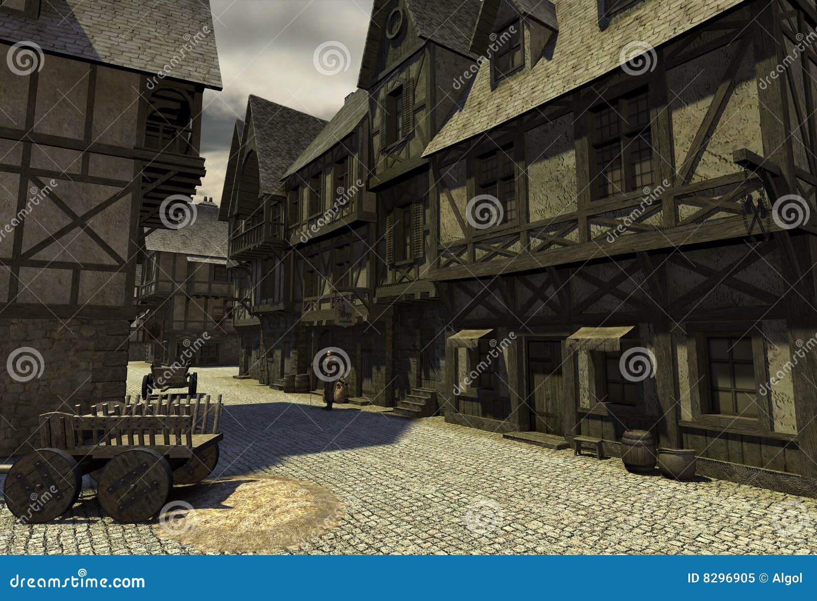 Medieval Street stock illustration. Illustration of digital - 8296905