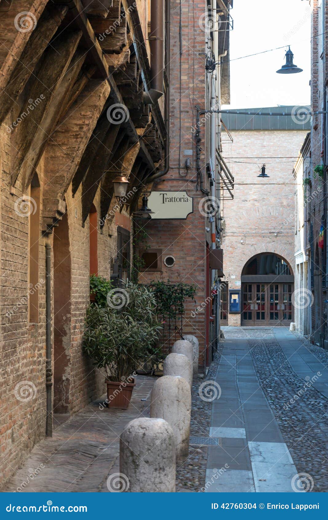 Medieval street in Ferrara editorial stock image. Image of renaissance ...