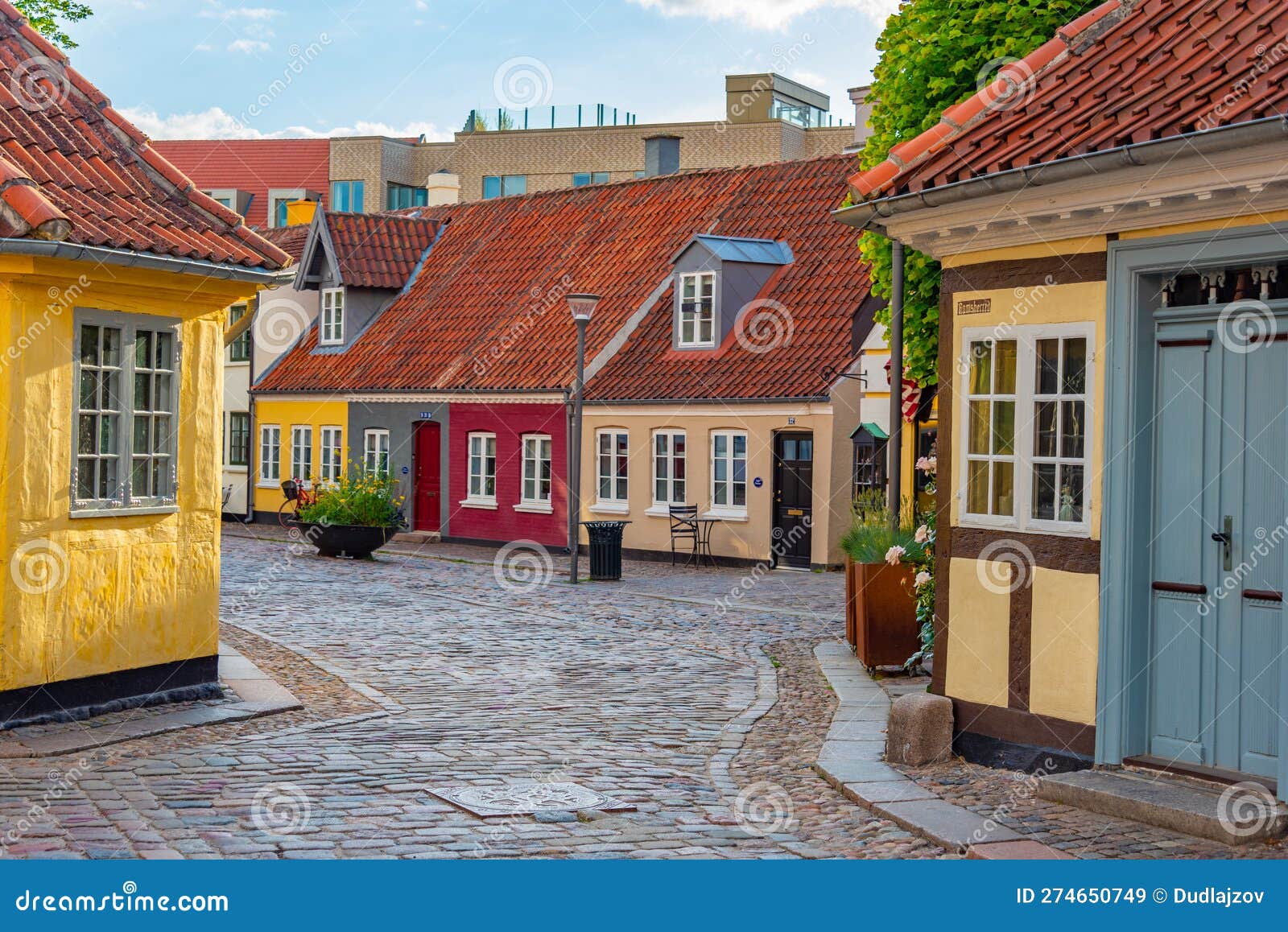Medieval Street in the Old Town of Odense, Denmark Stock Image - Image ...