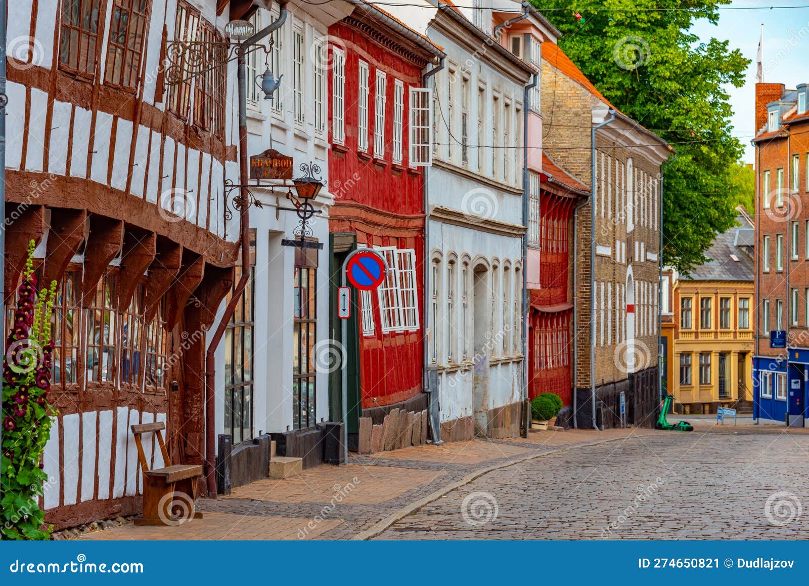 Medieval Street in the Old Town of Odense, Denmark Stock Image - Image ...