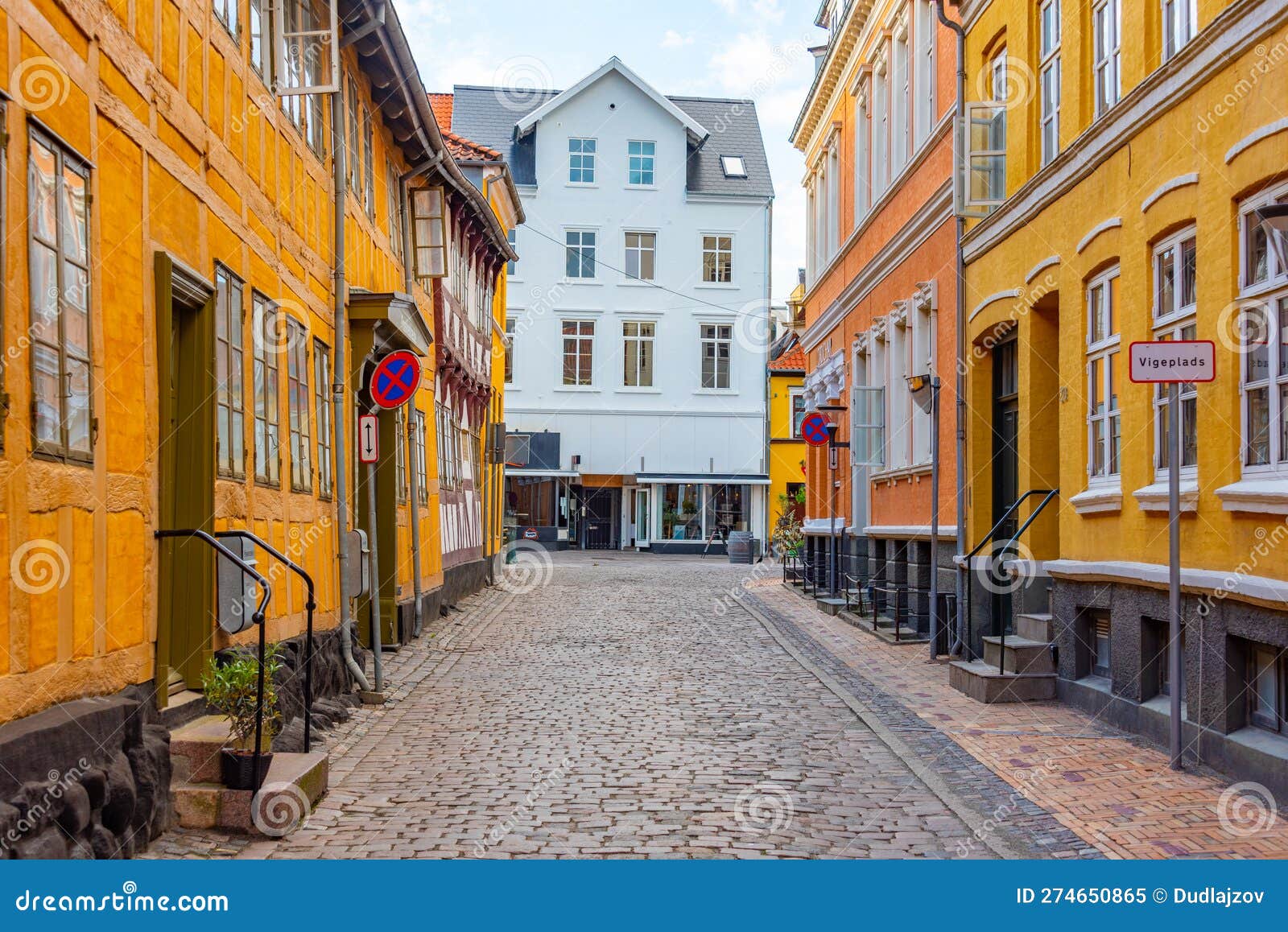 Medieval Street in the Old Town of Odense, Denmark Stock Image - Image ...