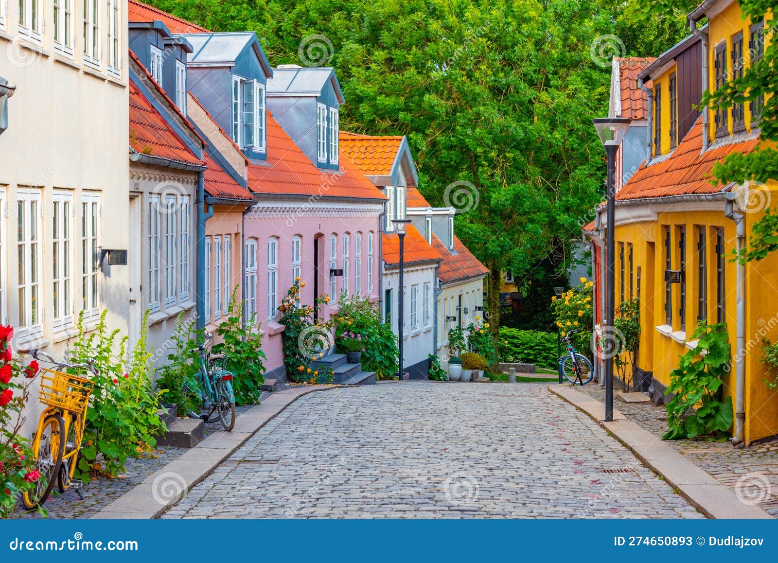 Medieval Street in the Old Town of Odense, Denmark Stock Image - Image ...