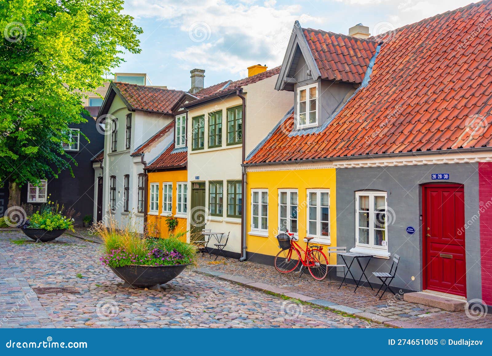 Medieval Street in the Old Town of Odense, Denmark Stock Image - Image ...