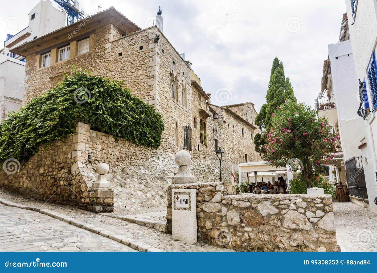 Medieval Street in Sitges Old Town, Spain Editorial Photography - Image ...