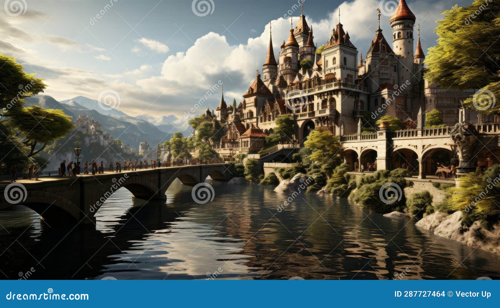 A Medieval-style Castle. Generative AI. Stock Illustration ...