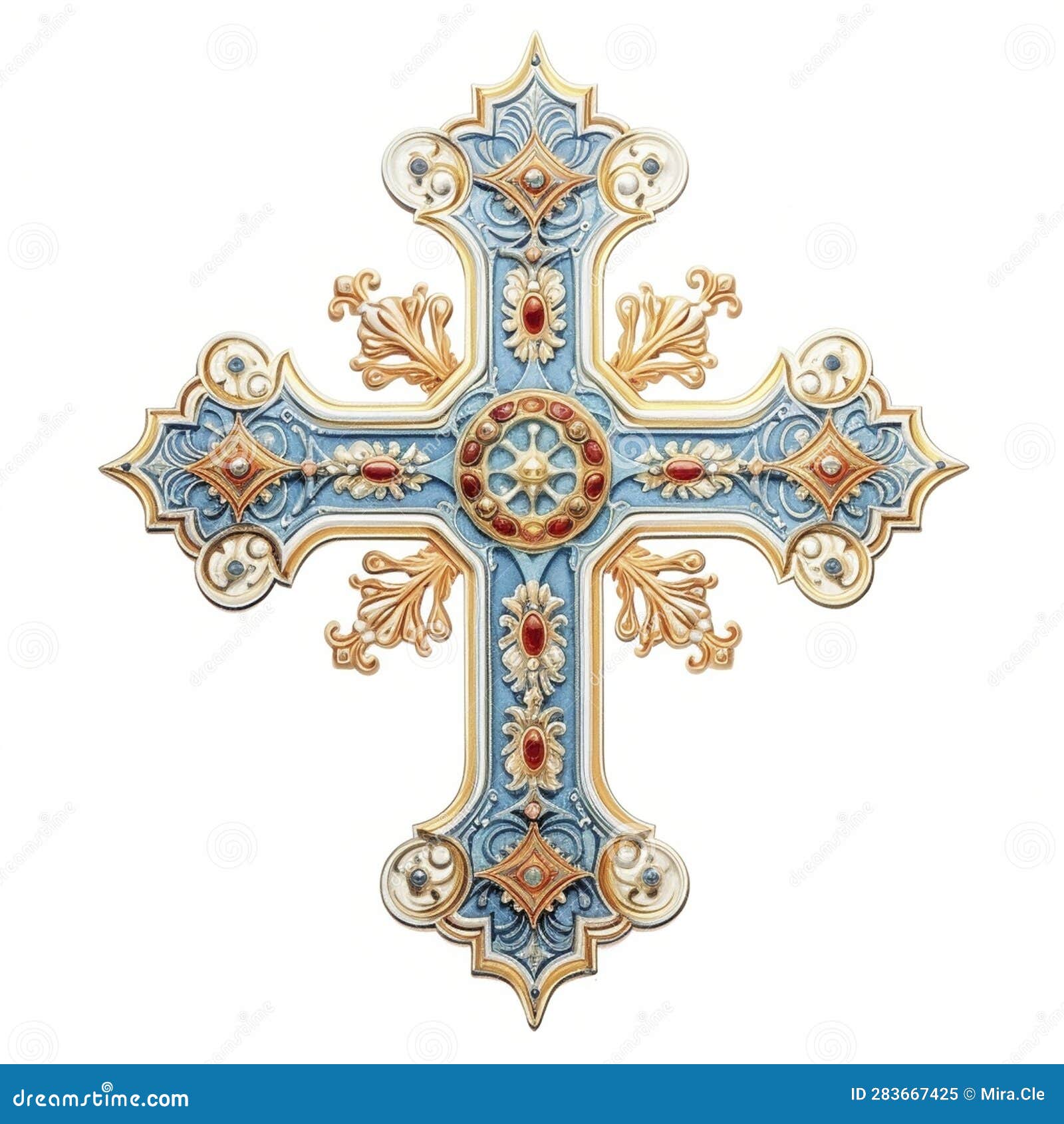 Medieval Style Cross on White Background, Created with Generative AI ...