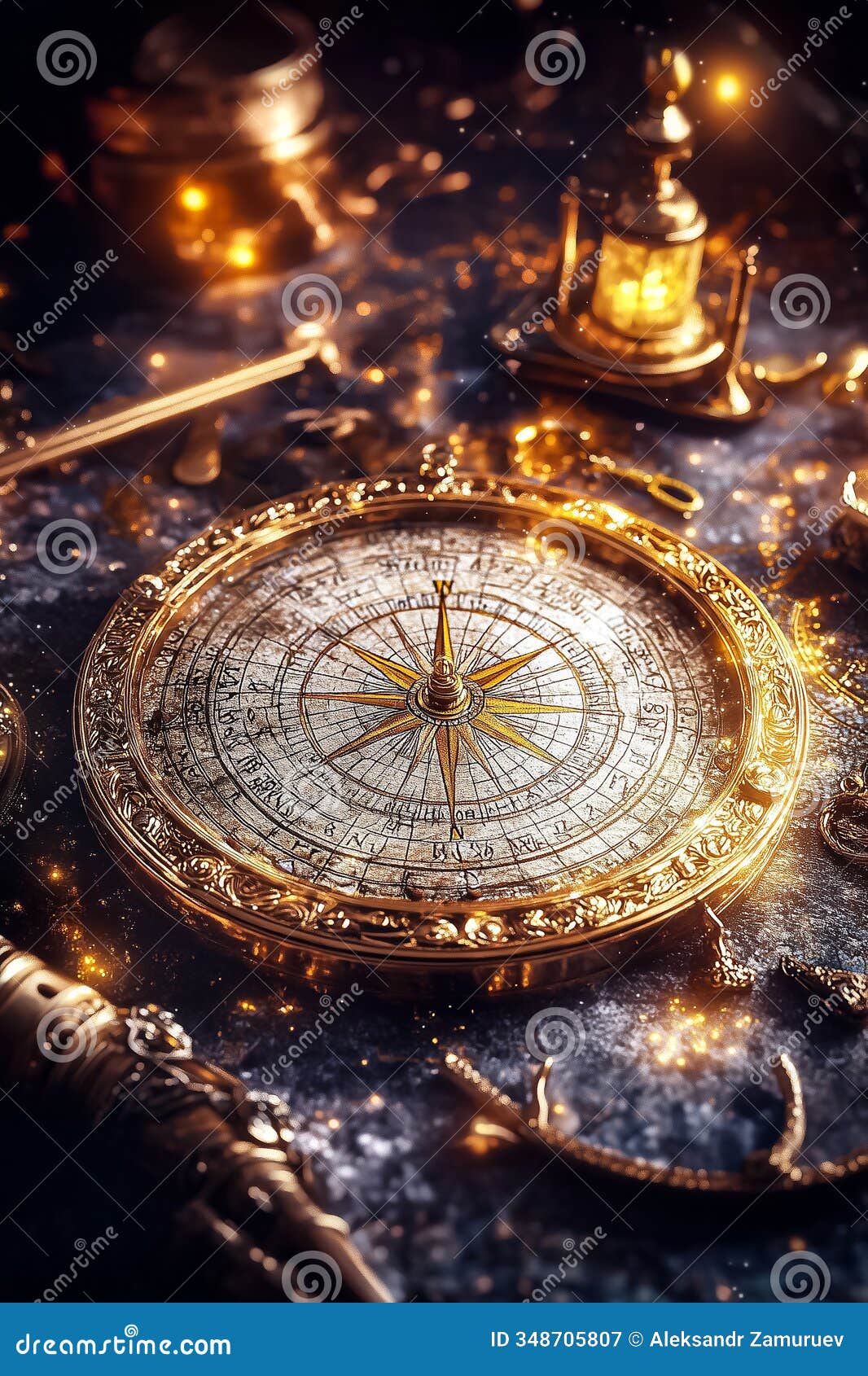 A Medieval-style Digital Map Features an Ornate Compass and ...