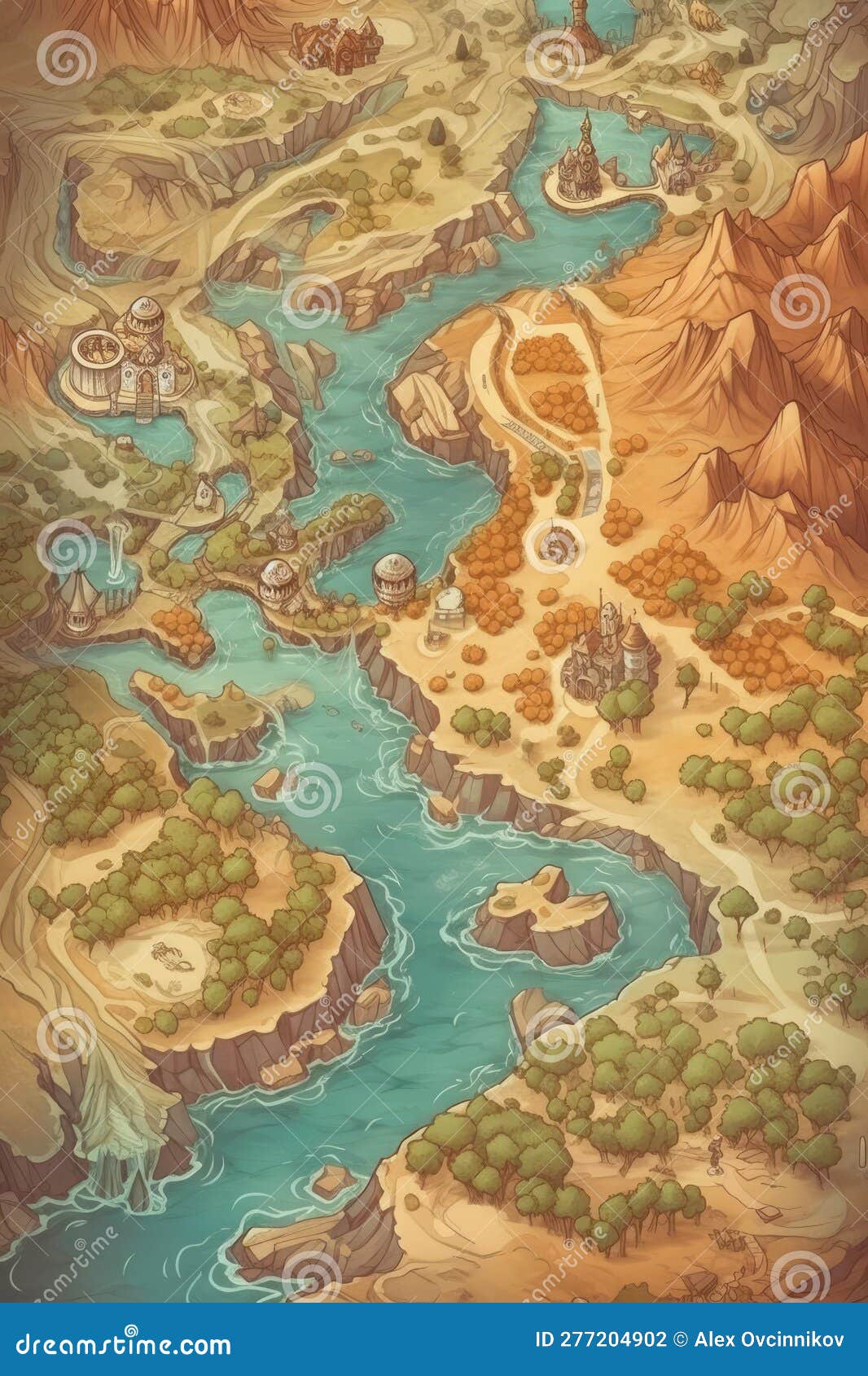 Medieval Style Game Board Top View for Video Games. Stock Illustration ...