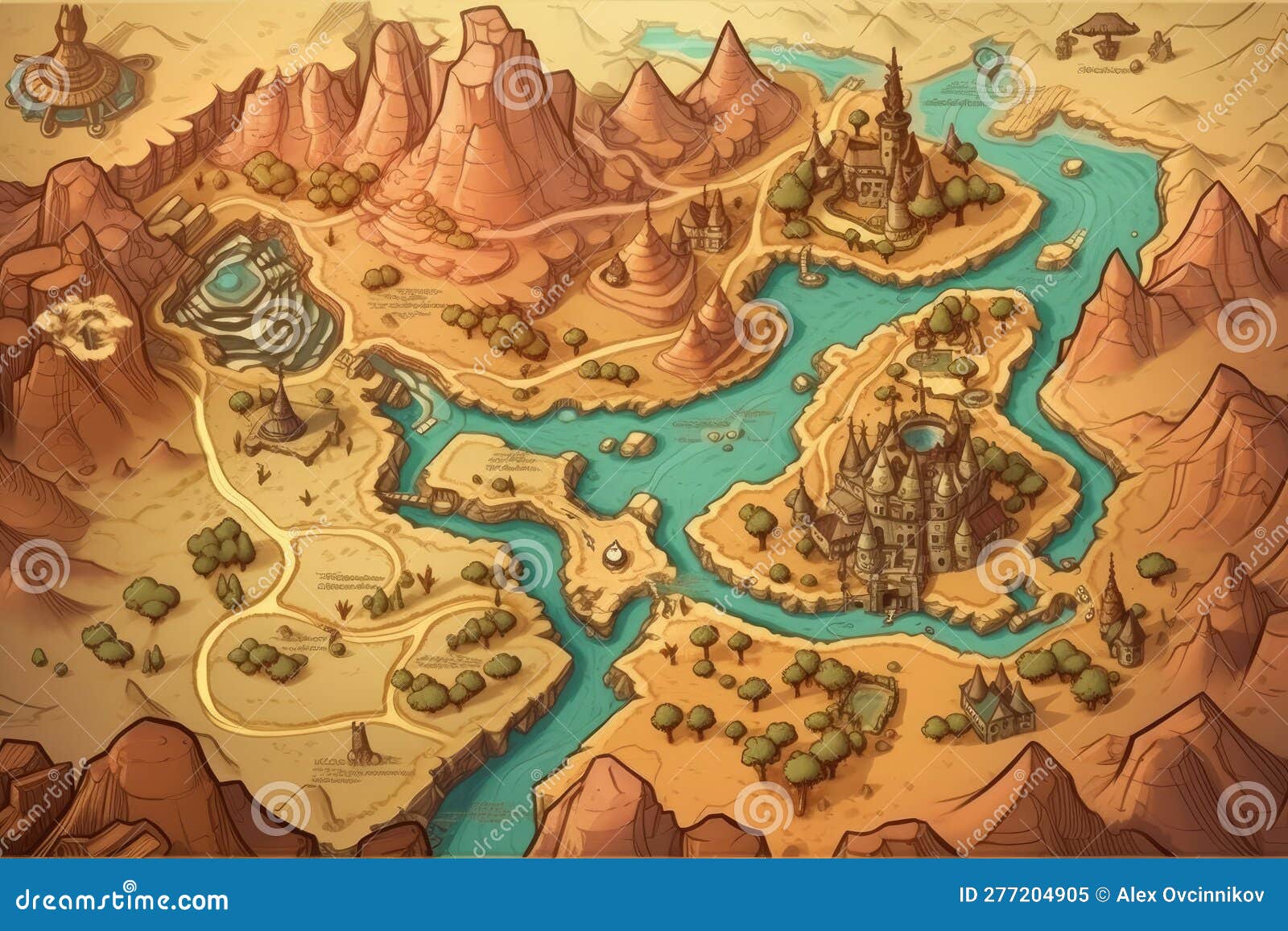 Medieval Style Game Board Top View for Video Games. Stock Illustration ...