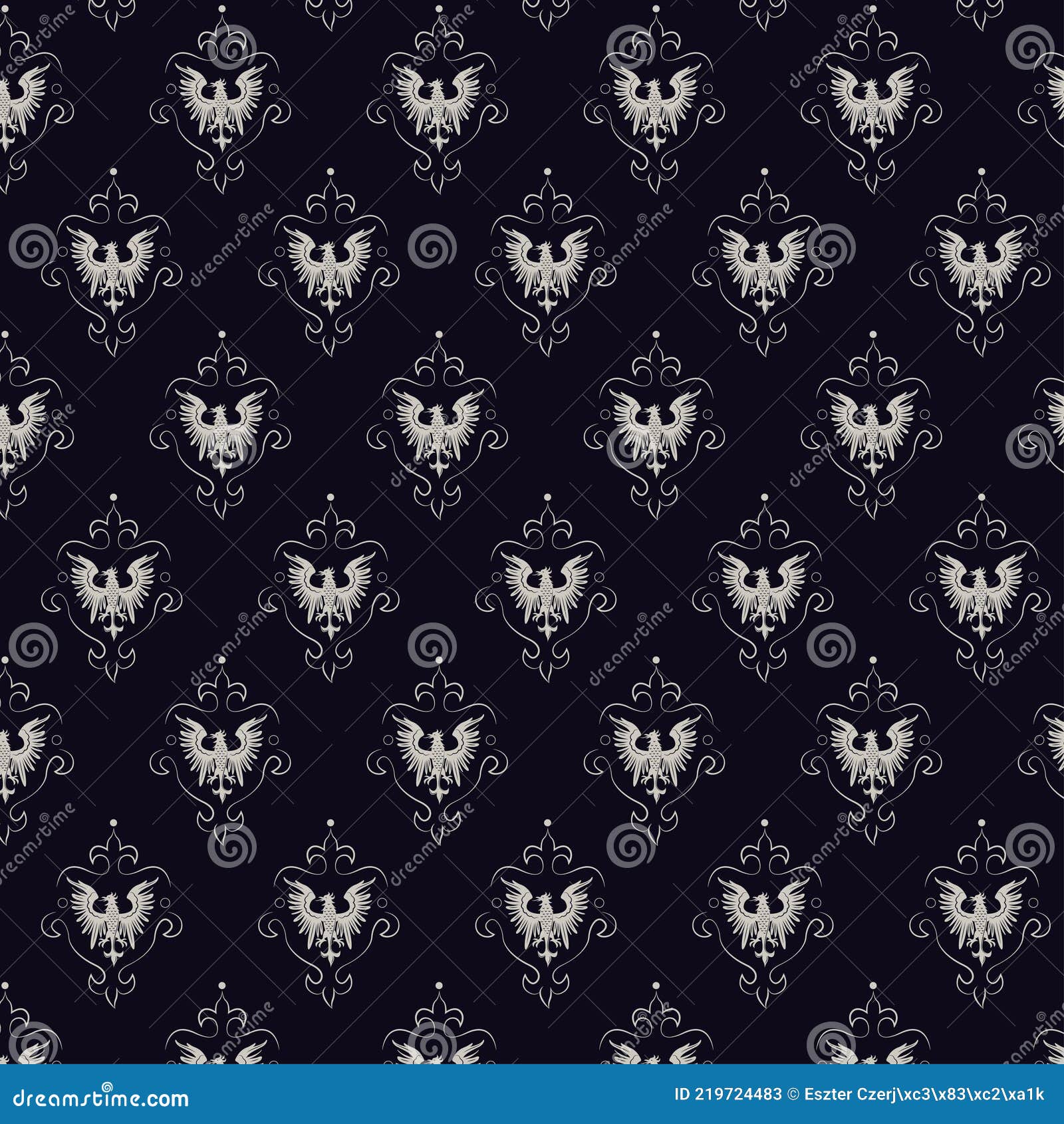 Medieval Style Phoenix Bird Pattern Stock Vector - Illustration of ...