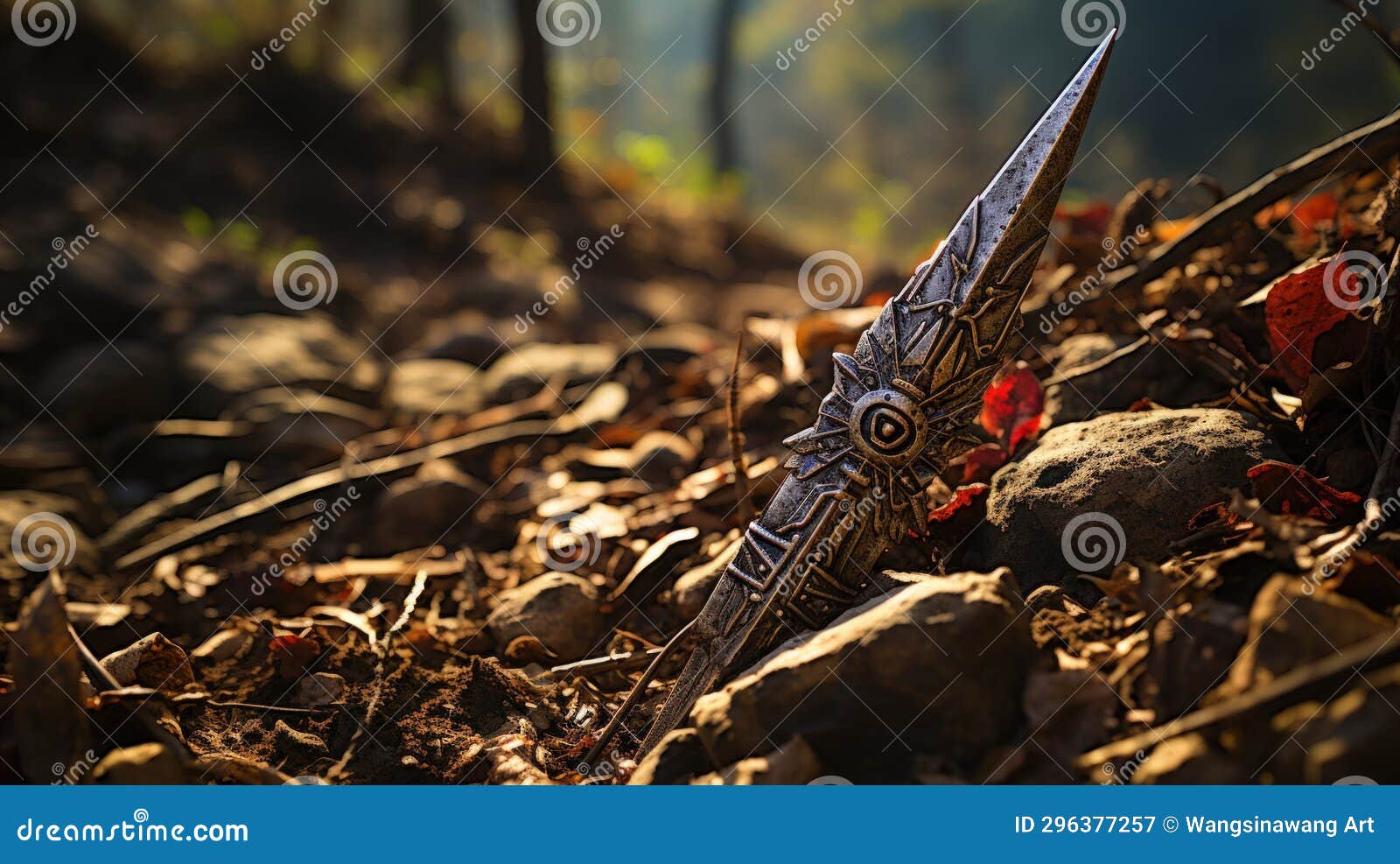 Medieval Sword in the Forest Stock Illustration - Illustration of arrow ...