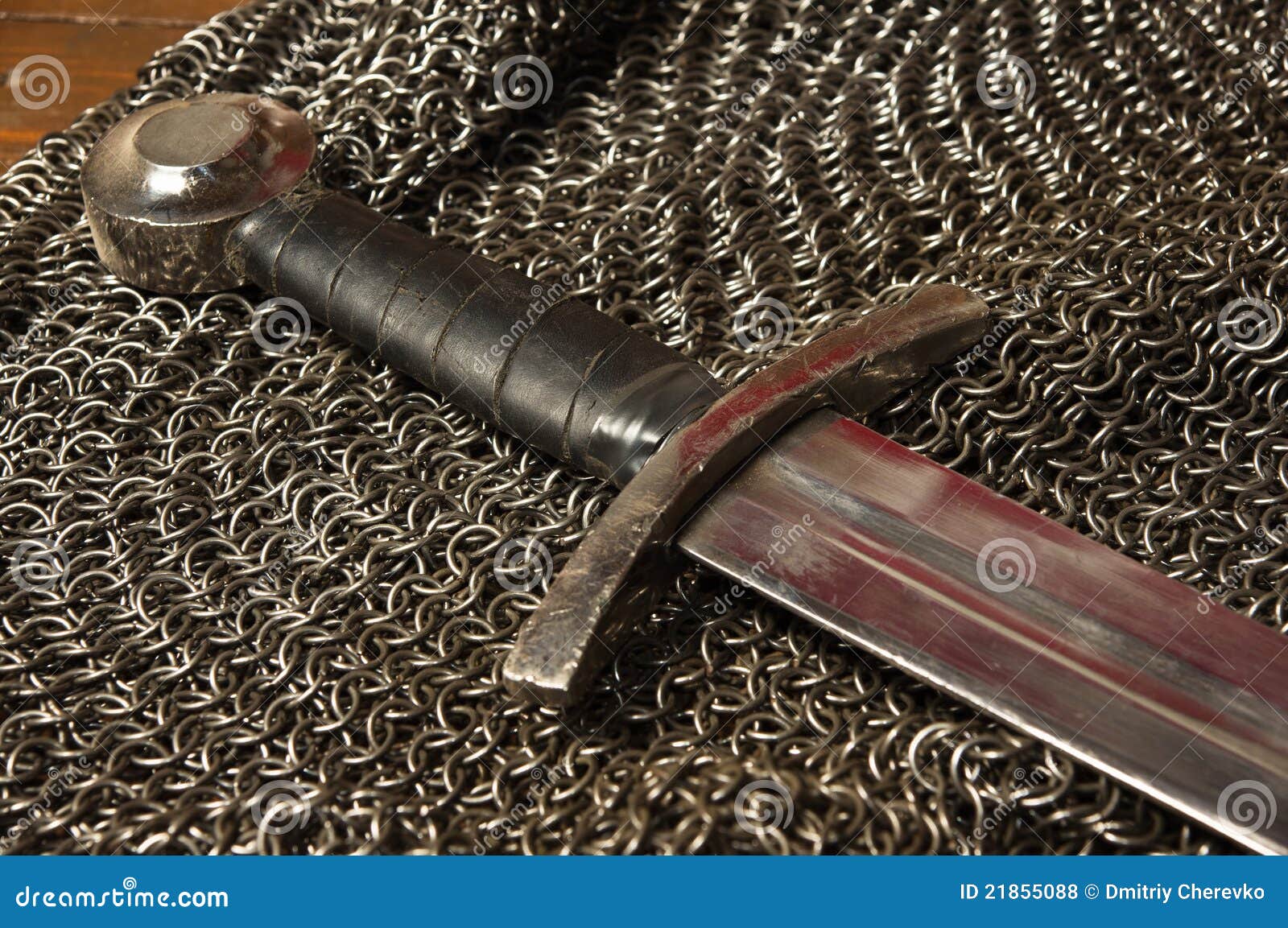 Medieval Sword On Metal Chain Mail Stock Photography | CartoonDealer ...