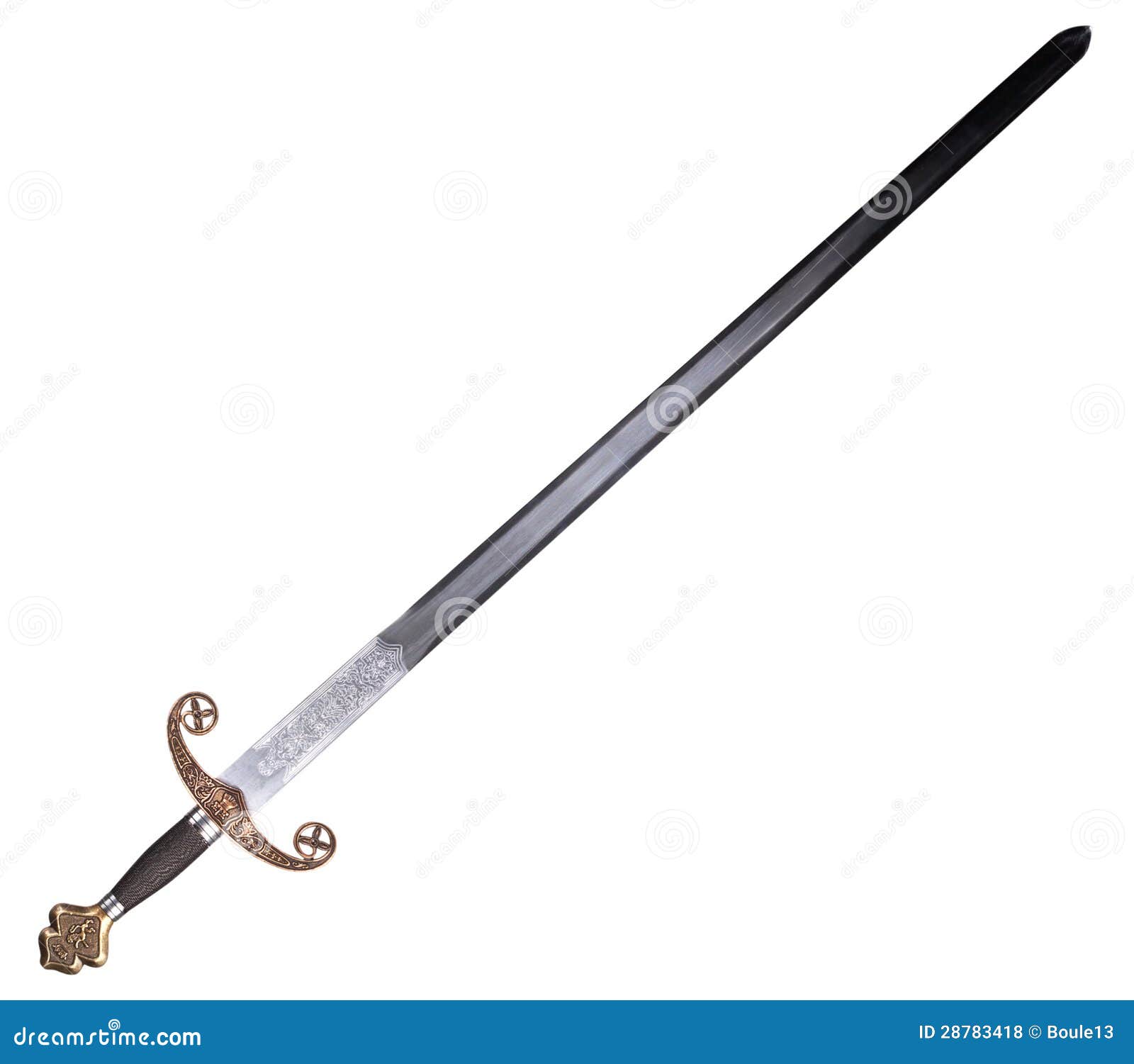 Medieval Sword Isolated on White Background Stock Photo - Image of ...