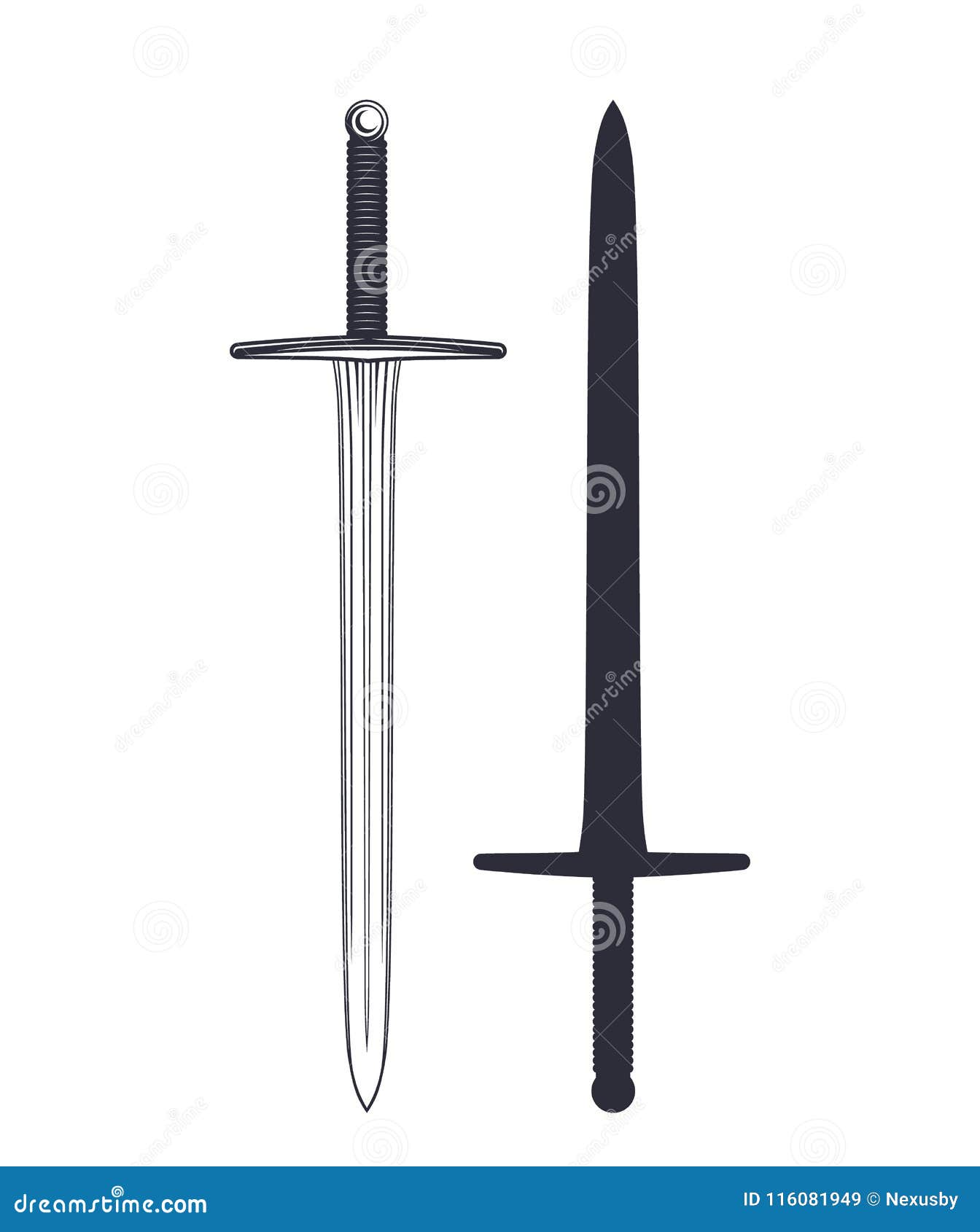 Medieval Sword Isolated on White Stock Vector - Illustration of order ...