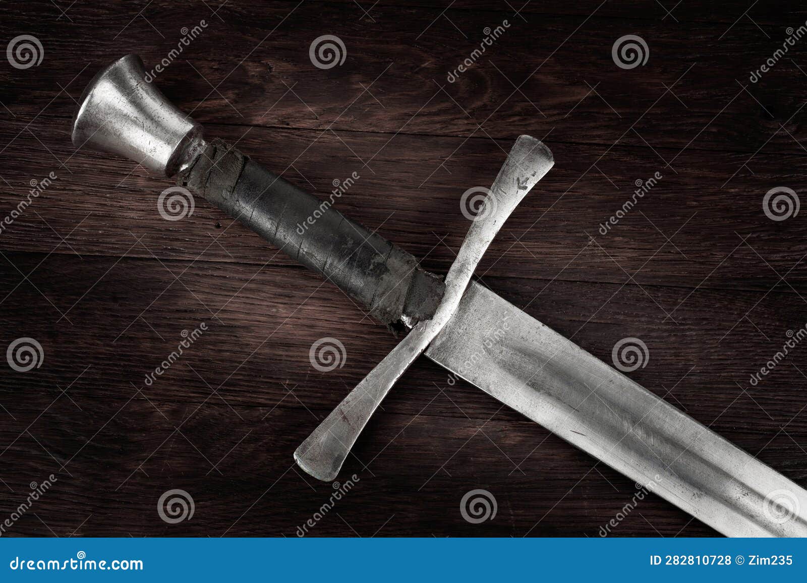 Medieval Sword on Wooden Backgrond Stock Photo - Image of european ...